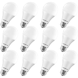 LUXRITE A19 LED Light Bulbs 100 Watt Equivalent Dimmable, 5000K Bright White, 1600 Lumens, Enclosed Fixture Rated, Standard LED Bulbs 15W, Energy Star, E26 Medium Base - Indoor and Outdoor (12 Pack)