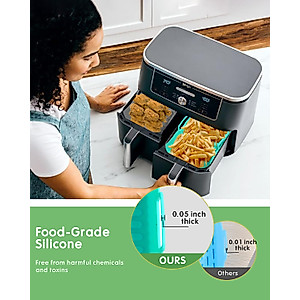 Air Fryer Silicone Liners, Reusable Air Fryer Liners for Ninja Foodi DZ201/DZ401, 8.5Inch Extra Large Air Fryer Liners, Food-Grade BPA Free, Oven Air fryer Accessories (2 PACK)