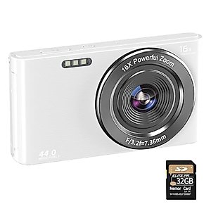 Digital Camera,NIKICAM Kids Camera 2.7K 44MP with 32GB SD Card, 2.4 Inch Point and Shoot Camera with 16X Digital Zoom, Small Compact Digital Camera for Teens Students Boys Girls Seniors