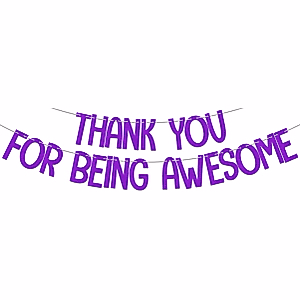 Thank You for Being Awesome Banner, Happy Retirement Decorations, We Will Miss You, Birthday Graduation Farewell Going Away Party Supplies Purple