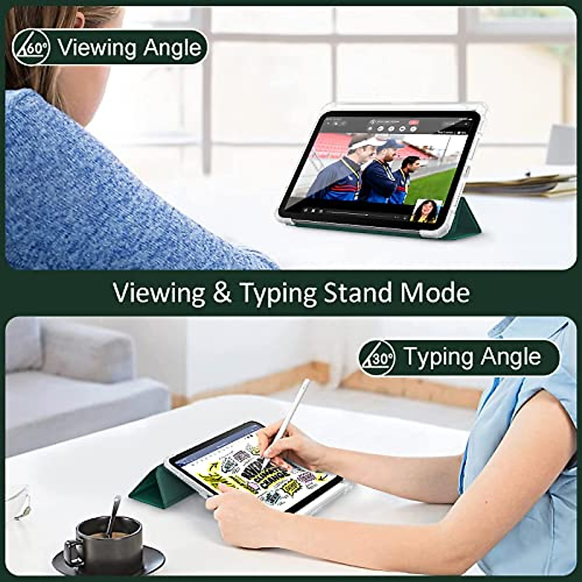 Hoidokly iPad Mini 6 Case 8.3 Inch 2021, iPad Mini 6th Generation Case Clear, Hard Back Cover Cases for 2021 iPad Mini 8.3" 6th Gen A2567 A2568 A2569 -Green