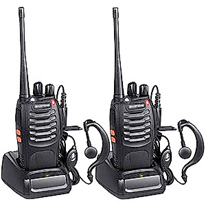 Baofeng BF-888S Ham Two Way Radio, Walkie Talkie with Rechargeable Battery Headphone Wall Charger Long Range 16 Channels (2 Pack)