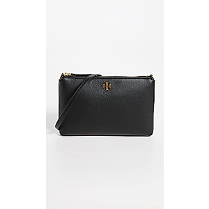 Tory Burch Women's Mercer Pebbled Wallet Crossbody, Black, One Size