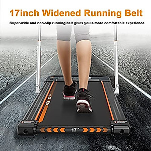 LSRZSPORT Under Desk Treadmill, 2 in 1 Folding Treadmills for Home Portable Compact 2.5HP Walking Pad Treadmill Under Desk Running Machine with Remote Control Speaker,Easy to Fold