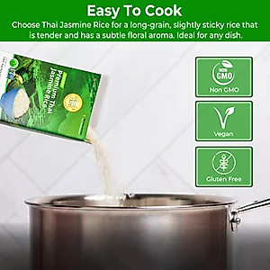 2 Pounds (LBS) Premium Thai Hom Mali Jasmine Rice | Endorsed By Pro Chefs | Four Elephants Brand | DIY Friendly Cooking Instructions Packaging
