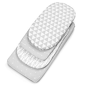 Bassinet Bed Sheets – Premium Bassinet Fitted Sheet for Halo, Mika Micky, Maxi COSI & Others - 4 Pack 100% Jersey Knit - Bassinet Bedding for Standard Size Oval or Halo Bassinet Pads for Boys & Girls