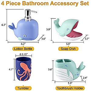 Allure Home Creation Whales 4-Piece Resin Bath Accessory Set