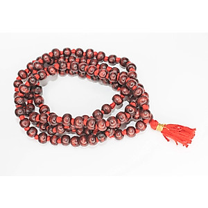 IS4A 8mm Red (Rosewood) Wood Japa Mala Beads Necklace Beads 108 + 1 Hand Knotted Meditation Prayer