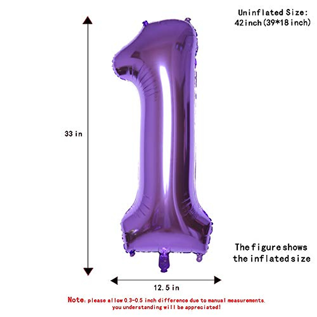 Purple 1 Balloons,40 Inch Birthday Foil Balloon Party Decorations Supplies Helium Mylar Digital Balloons (Purple Number 1)