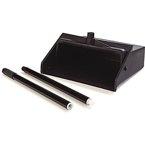 SPARTA Plastic Dust Pan, Upright Pan With 2 Piece Handle For Cleaning, 11 X 12 X 3.5 Inches, Black