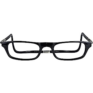Clic Magnetic Reading Glasses, Adjustable Temple Computer Readers, Original Expandable, (M-XL, Black, 2.00 Magnification)