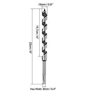 uxcell Auger Drill Bit Wood Hex Shank 16mm Cutting Dia Highbon Steel for Electric Bench Drill Woodworkingpentry