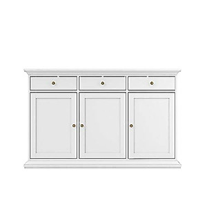 Pemberly Row Contemporary Sideboard Cabinet, Buffet Credenza with 3 Doors and 3 Drawers in White