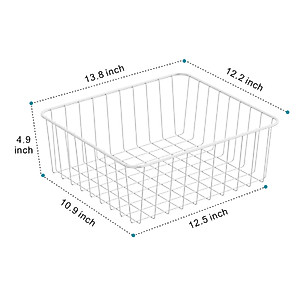 iSPECLE Freezer Organizer Bins - 4 Pack Small Freezer Bin for 5 / 6 / 6.5 / 6.8 / 7 cu.ft Standup Freezer Easy Get, Stop Food Fall out, Freezer Baskets for Upright Freezer Allow Air Circulation, White