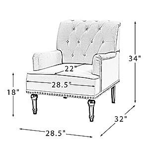 VanTook Mid Century Modern Button Tufted Accent Chair, Velvet Lounge Reading Armchair with Rubberwood Legs and Nailhead Trim, Single Corner Side Arm Chairs for Living Room Bedroom, Teal
