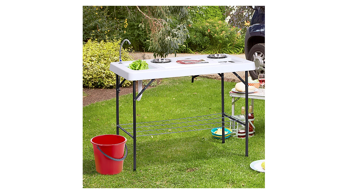 Outsunny Portable Fish Cleaning Table with Sink & Kit