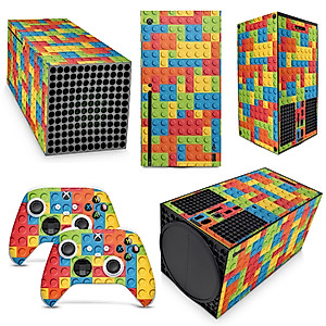 GNG Building Block Skins Compatible with Xbox Series X Console Decal Vinal Sticker + 2 Controller Set