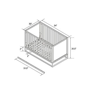 Little Seeds Haven 3 in 1 Convertible Wood Crib with Metal Base, Dove Gray with Gold Base
