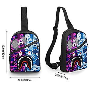 FANFELLSY Shark Fashion Camo Folding Chest Bag Adjustable Crossbody Travel Bag Shoulder Daypack
