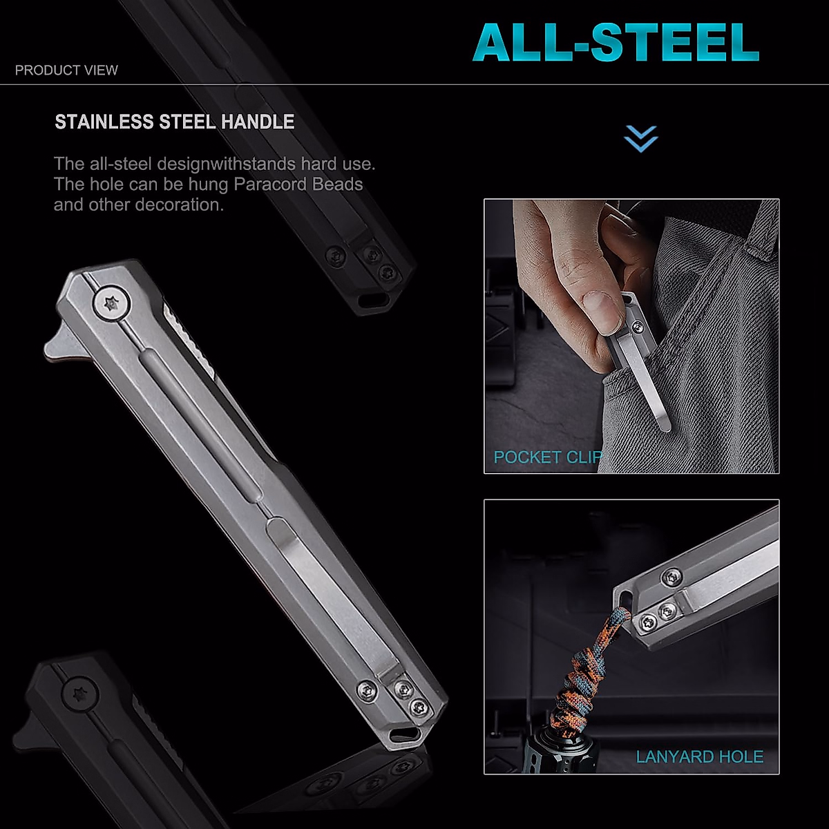 VIFUNCO Pocket Knife for Men, Tanto Folding Knives with Clip, EDC Pocket Knife/Slim Gentleman's Knife with Aluminum Handle, Tactical Knife with Flipper Open & Liner Lock for Outdoor Survival Camping