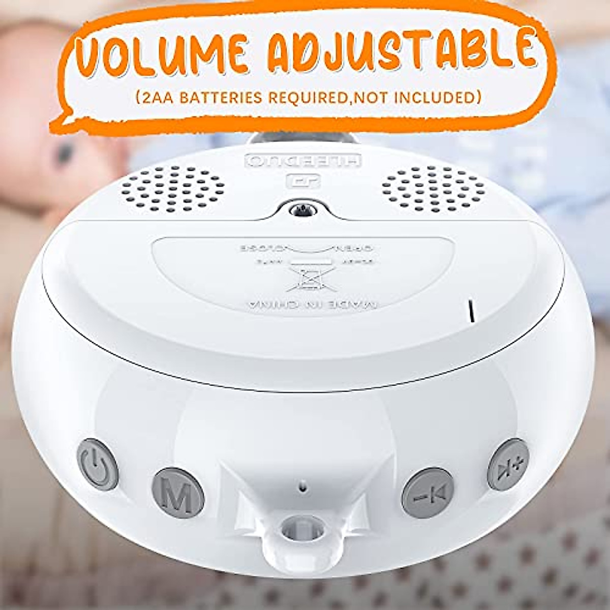 FEISIKE Crib Mobile Motor, Baby Music Box Spinner with 3 Modes（Turn & Music,Turn Only, Music Only) Volume Control,12 Lullabies,Portable Sound Machine,Auto-Off 30 Minutes, Battery Operated