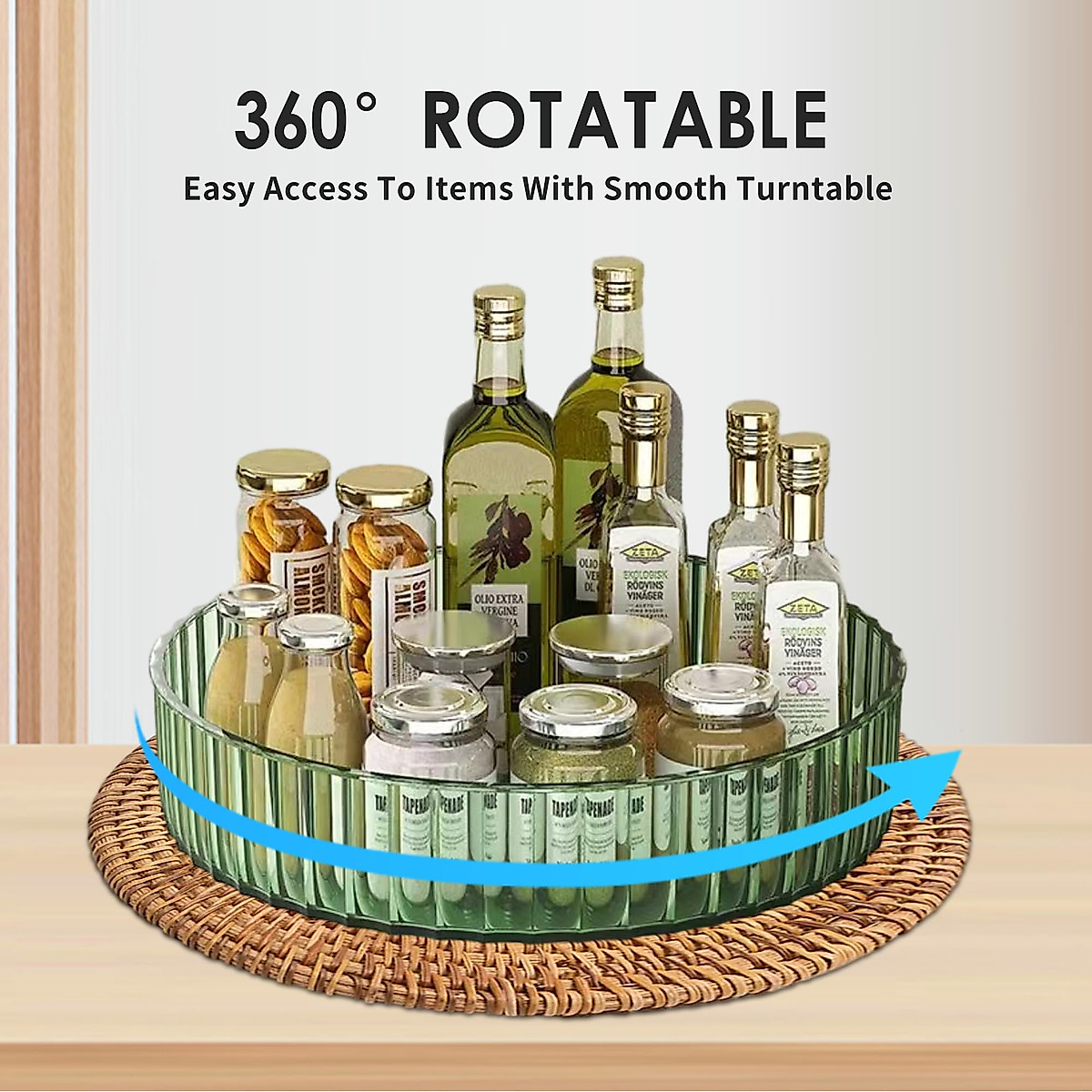 Large Lazy Susan Turntable Organizer 12-Inch, Rotating Spice Rack for Kitchen Cabinet Table Countertop Refrigerator Pantry, Steel(Pink)