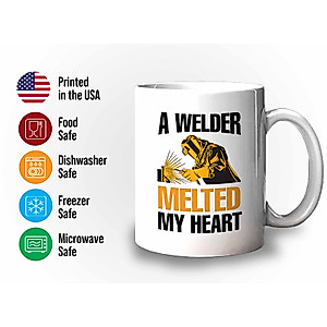 Bubble Hugs Welder Mug White 11oz - A Welder Melted My Heart - Specialize Judging Your Welds Machine Welding Fabricator