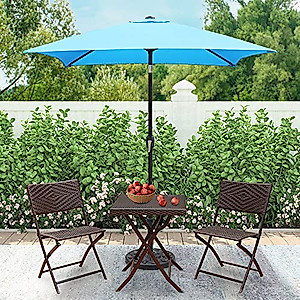 ABBLE Outdoor Patio Umbrella 6.5 Ft Square with Tilt and Crank, Weather Resistant, UV Protective Umbrella, Durable, 6 Sturdy Steel Ribs, Market Outdoor Table Umbrella, Aqua