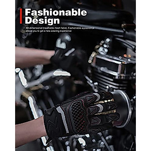 Motorcycle Gloves Touchscreen Motorbike Riding Gloves for Men and Women with Soft Knuckle Protective Gear for Powersports,Red XX-Large