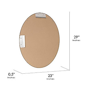 Head West Brushed Nickel Stainless Steel Oval Metal Framed Mirror for Bathroom Sink, Living Room, Vanity - 23" x 29"