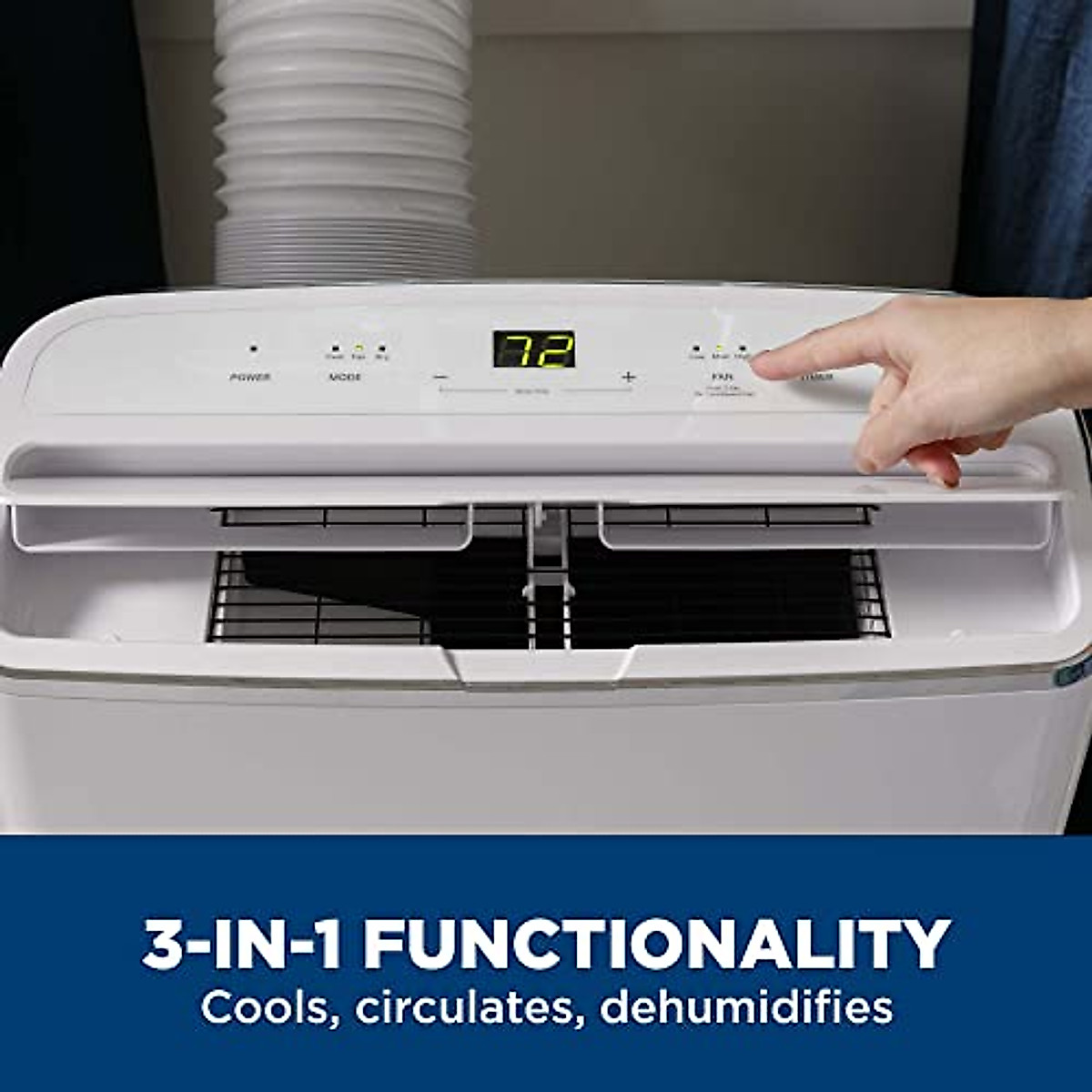 GE 14,000 BTU Portable Air Conditioner for Medium Rooms up to 550 sq ft. (9,850 BTU SACC), Wi-Fi Enabled, 3-in-1 with Dehumidify, Fan, and Auto Evaporation, Included Window Installation Kit