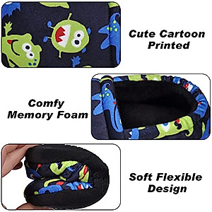 CCVON Boys Girls Slippers Cute Soft Cartoon House Shoes Cozy Plush Slippers Indoor Outdoor Navy Blue 11