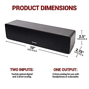 ZVOX AccuVoice AV100 Compact TV Soundbar Speaker with 6 Levels of Voice Boost, Black