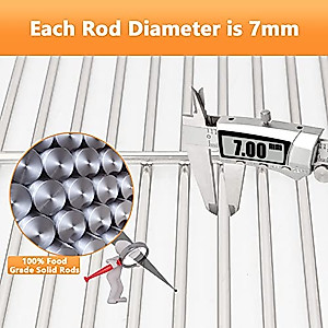 Hisencn Cooking Grates for Grill Master 720-0697, Nexgrill 720-0697E, Huntington Rebel Grill, Sunbeam 720-0697, Uniflame GBC091W, 17 3/16 inch Stainless Steel Solid Rod Cooking Grids, 2 PCS