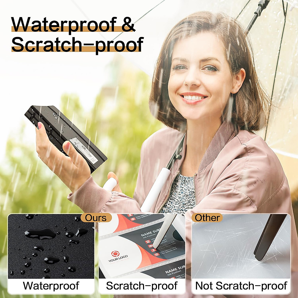 deli Business Card Book Holder, Business Card Organizer, Name Card Book Holder, Portable Office Business Card Holder, Hold 180 Cards, Black