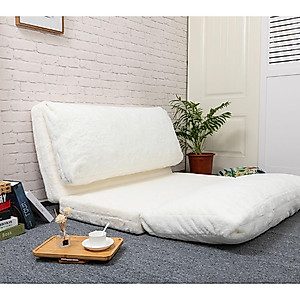 ALIMORDEN Mattress Sofa Folding Floor Couch, White Multifunctional Foam Filling Bean Bag, Super Soft Plush Removable Cover, for Nap & Family Time in Living Room, Bedroom, Salon, Office