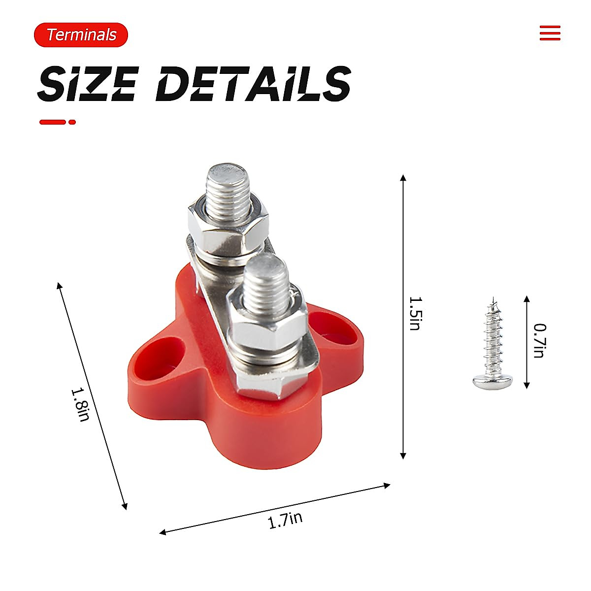 BELOMI 2PCS Battery Junction Block, 5/16" Insulated Power and Ground Battery Junction Post, M8 Dual Studs Power Distribution Block Terminal Post Bus Bar Accessories for Auto Car Marine Boat