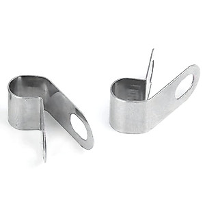 MARRTEUM Fence Wire Clamps Stainless Steel Fence Agricultural Fencing Cord Clips with Screws for Mounting 12-16 Gauge Wire to Vinyl, Wood or Metal Fence, 50 PCS