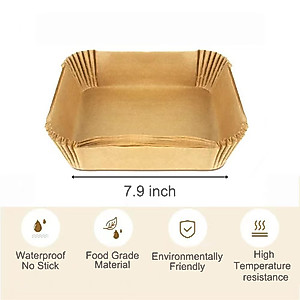 Air Fryer Parchment Paper,100PCS Square Air Fryer Disposable Paper Liner,Non-Stick Air Fryer Protectors Baking Paper (7.9inch-100pcs)