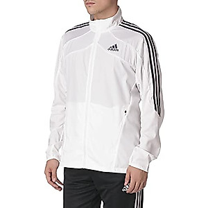 adidas Men's Marathon Jacket 3-Stripes, White/Black, Large