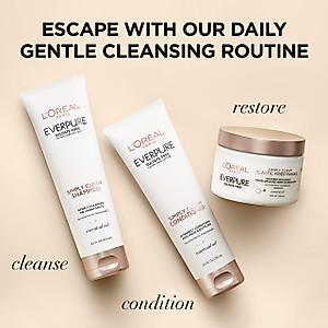 L'Oreal Paris EverPure Sulfate Free Simply Clean Elastic Fiber Masque, Hydrating 5 Minute Deep Conditioning Hair Mask for Dry Damaged Hair, 12 Fl Oz