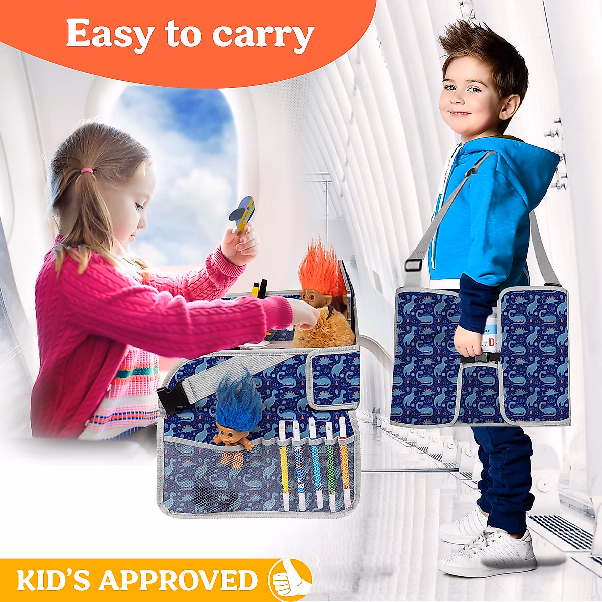 PILLANI Kids Travel Tray for Car - Car Seat Tray for Kids Travel, Car Trays for Kids Roadtrip Essentials, Carseat Table Tray for Kids Road Trip Activities - Toddler Lap Desk Organizer for Airplane