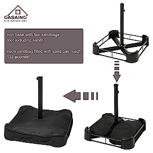 CASAINC 15 FT Patio Umbrella with Base Double-Sided Extra Large Outdoor Umbrella Market Rectangular Twin Umbrella w/Crank for Garden Deck Lawn Pool Backyard-Coffee (without Lights)