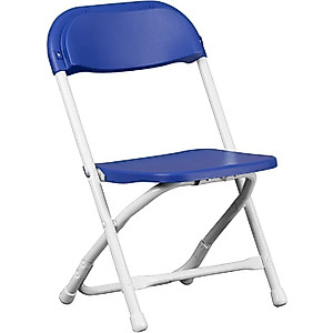TentandTable Kids Size Poly Plastic Chairs with Metal Frame - Heavy Duty 220 lbs. Capacity - Lightweight & Stackable Folding Chair for Classroom Desk & Tables, Event, Banquet, Wedding (4 Pack, Blue)