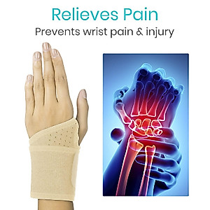 Vive Wrist Wrap Braces (2 Pack) - Tendonitis Support for Carpal Tunnel Arthritis - Sprained Pain Protection Sleeve - Weightlifting & Calisthenics Compression Stabilizer for Women, Men - Adjustable