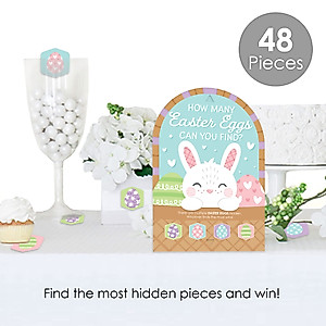 Big Dot of Happiness Spring Easter Bunny - Happy Easter Party Scavenger Hunt - 1 Stand and 48 Game Pieces - Hide and Find Game