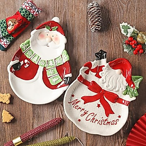 Hand-Painted Ceramic Christmas Santa Claus Plates Breakfast, Dessert, and Snack Dishes Christmas Tableware Gift (4)