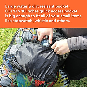 Fitdom Extra Large Heavy Duty Mesh Bag. Best for Soccer Ball, Water Sports, Beach Cloth, Swimming Gears. Adjustable Shoulder Strap. Secure Side Pocket