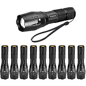 LED Tactical Flashlight Super Bright 2000 Lumen LED Flashlights Portable Outdoor Water Resistant Torch with 5 Light Modes（10Pack）