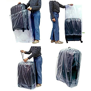4 pieces of Dust Cover Big Plastic Drawstring Bags Multi-Purpose for Storage and Keeping Luggage, Big Dolls, Blankets, Pillows, Suitcase Good for Household Organizing Reusable (M (79x98 cm))